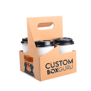 Kraft Paperboard Cup Drink Take Out Carrier With Handle - customboxguru.com